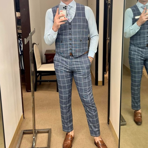 Murano | Suits & Blazers | Murano Blue Modern Check Slim Fit Suit ...